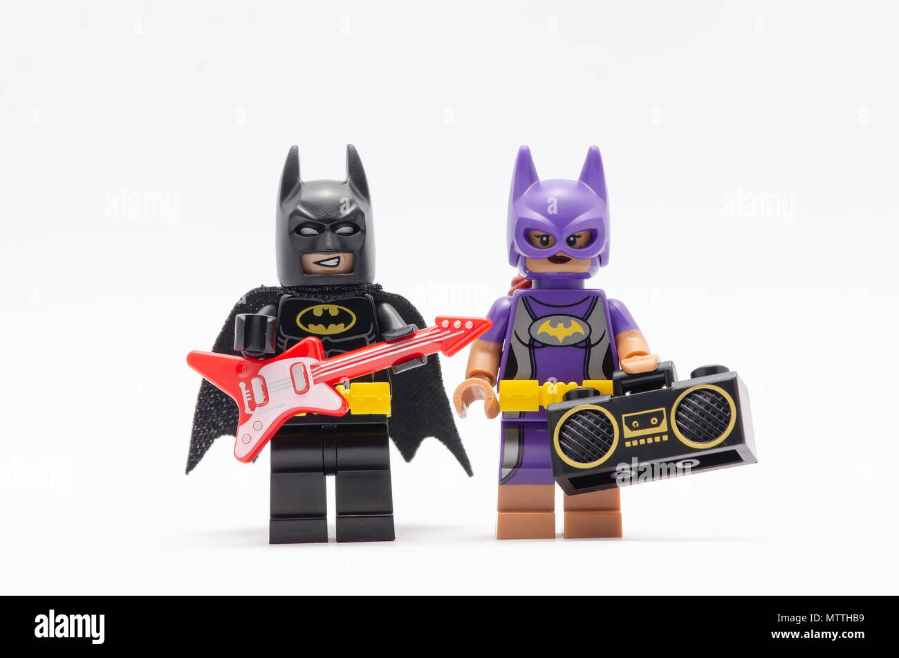 mini figure of batmanholding guitar with batwomen holding radio. Lego ...