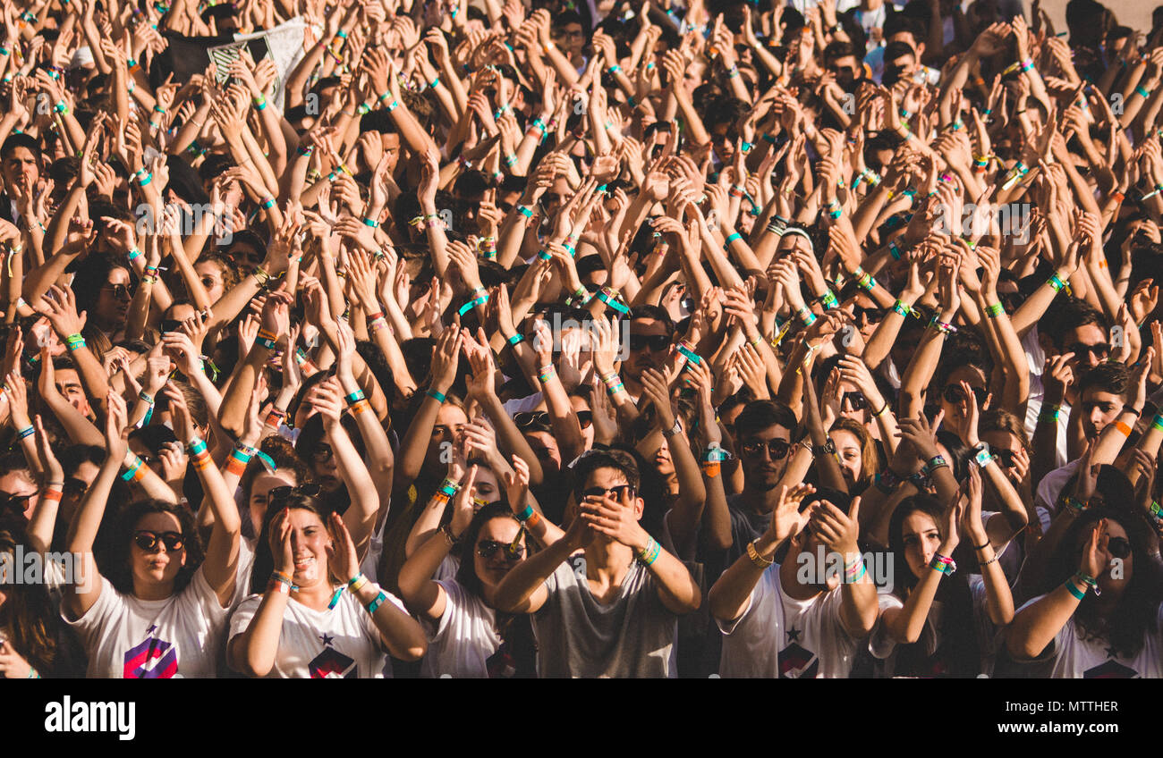young people clapping at a sunset party Stock Photo - Alamy