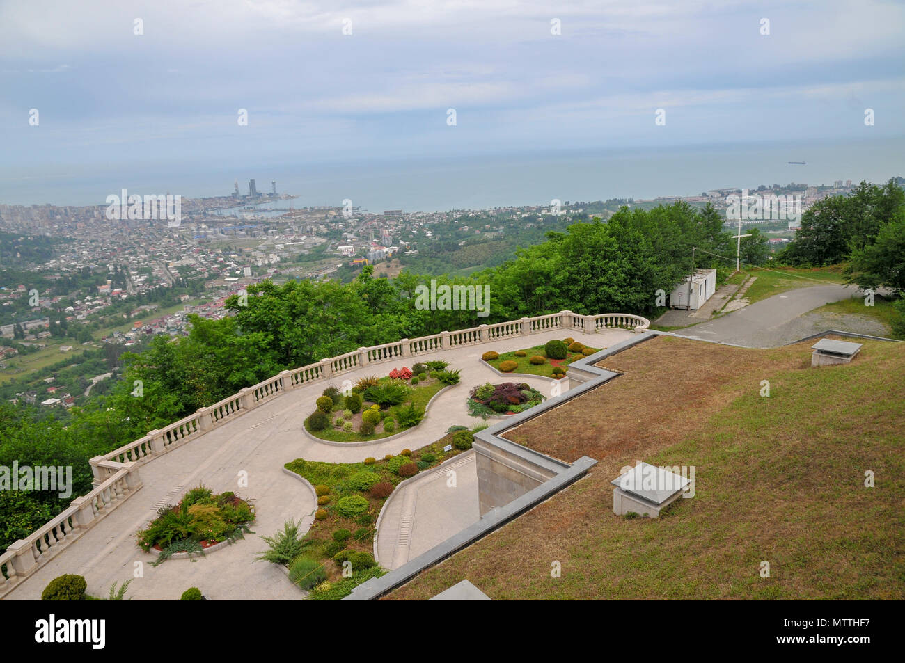 The Holy Trinity Monastery In Adjara, Georgia overlooking the city of ...