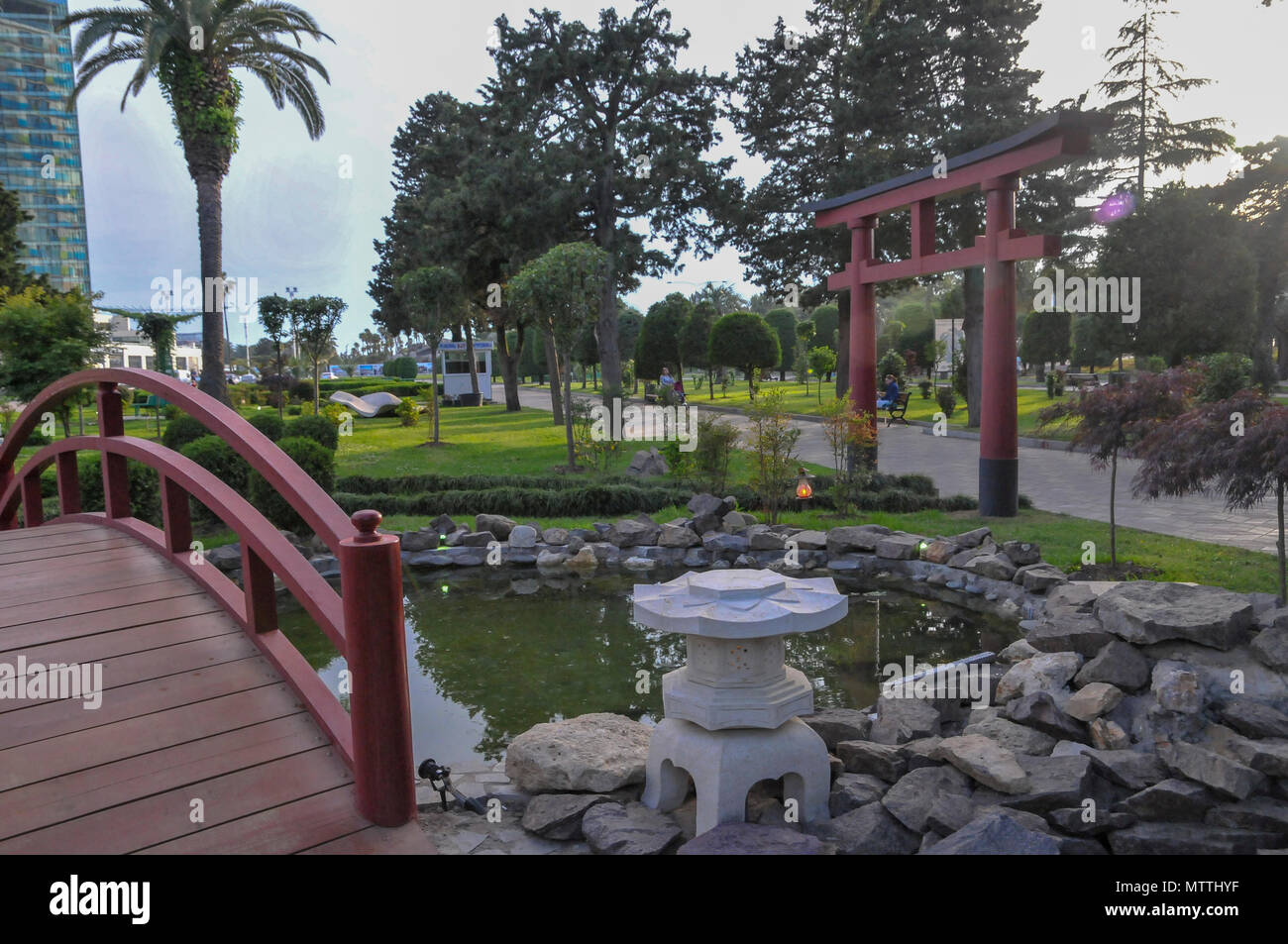 Japanese style garden at Miracle Park, Batumi, Georgia Stock Photo - Alamy