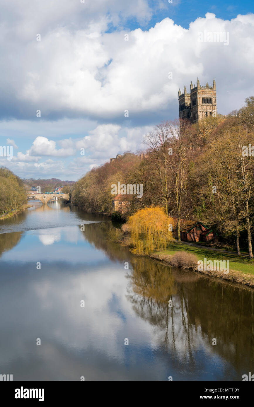 Durham, River and Cathedral, city centre, County Durham, England Stock ...