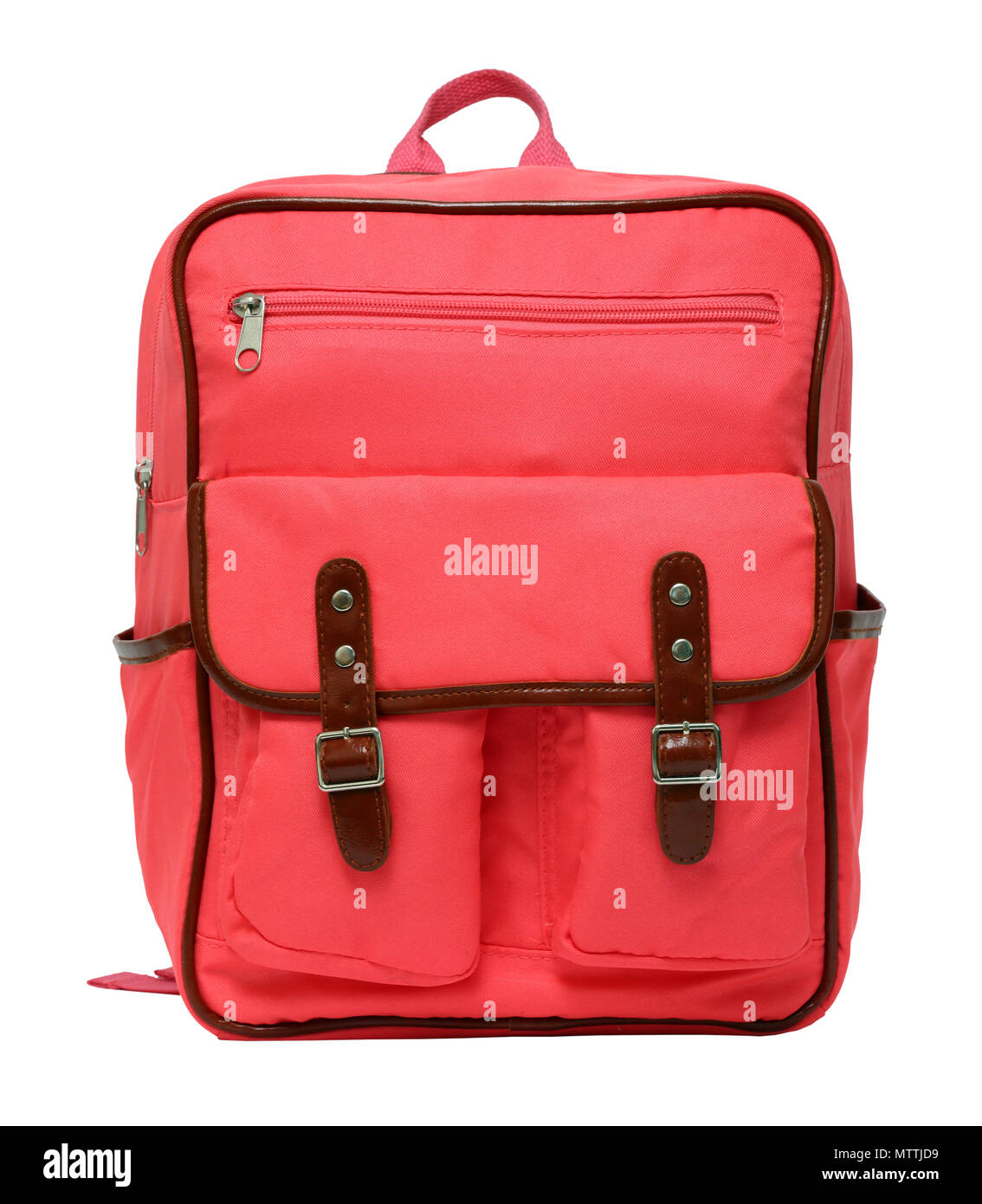 pink school backpack isolated on white background Stock Photo - Alamy