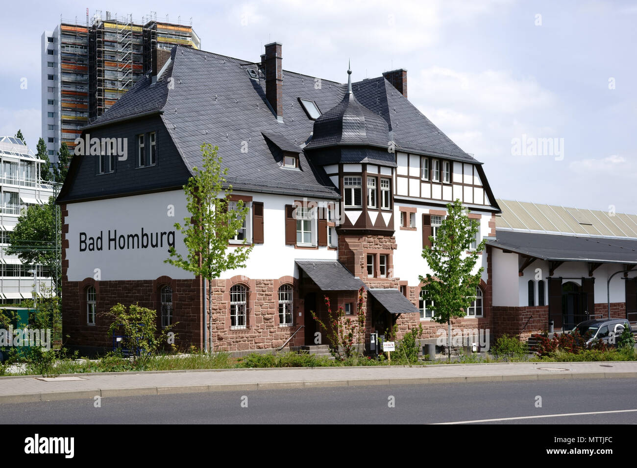 The half-timbered building of the freight station Bad Homburg a ...