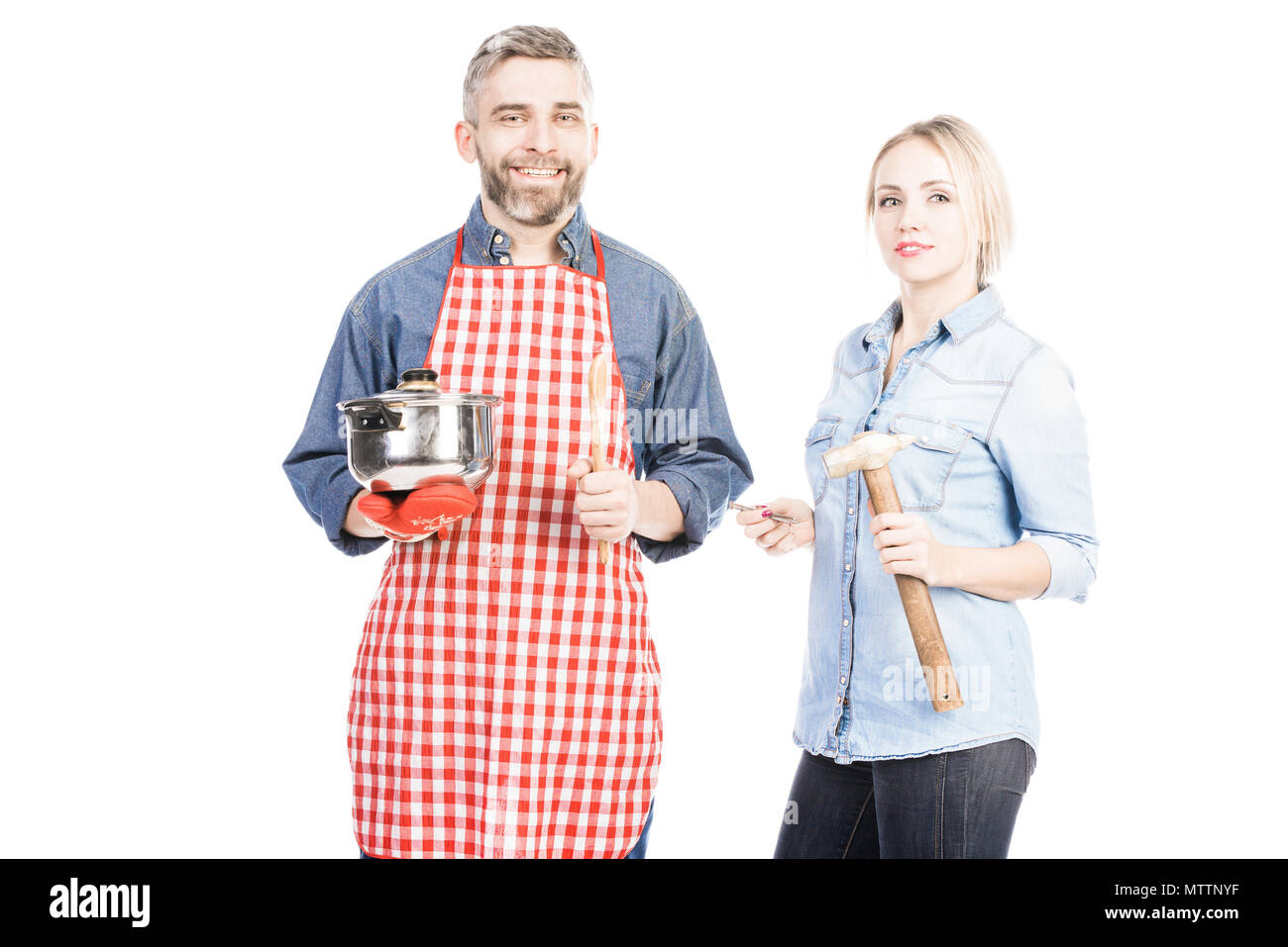 Couple Performing Home Duties Stock Photo - Alamy