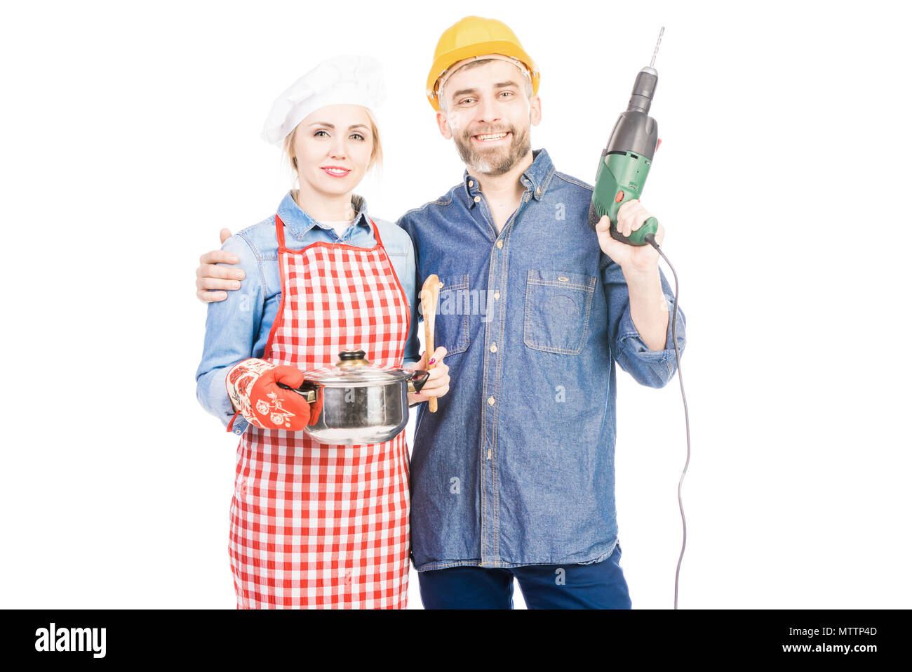 Female Cook With Husband Stock Photo - Alamy