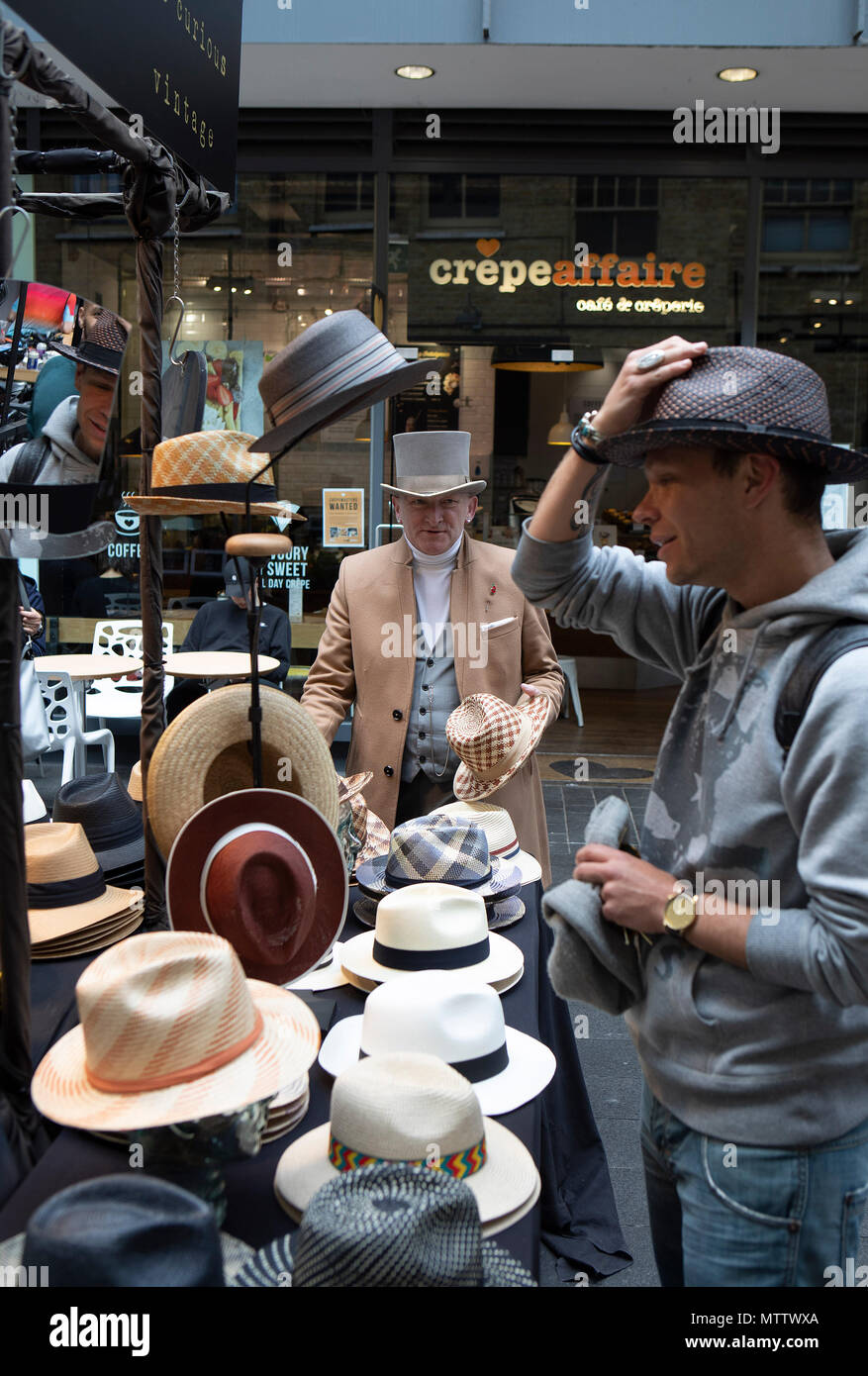 Spitalfields hat stall Stock Photo - Alamy