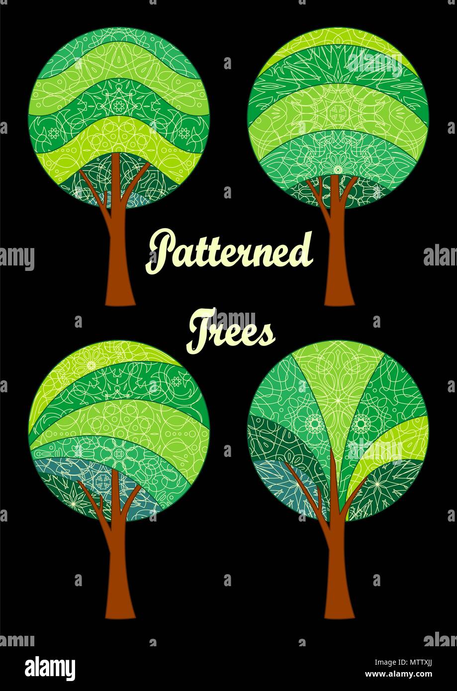 Patterned Trees, Set Stock Vector Image & Art - Alamy