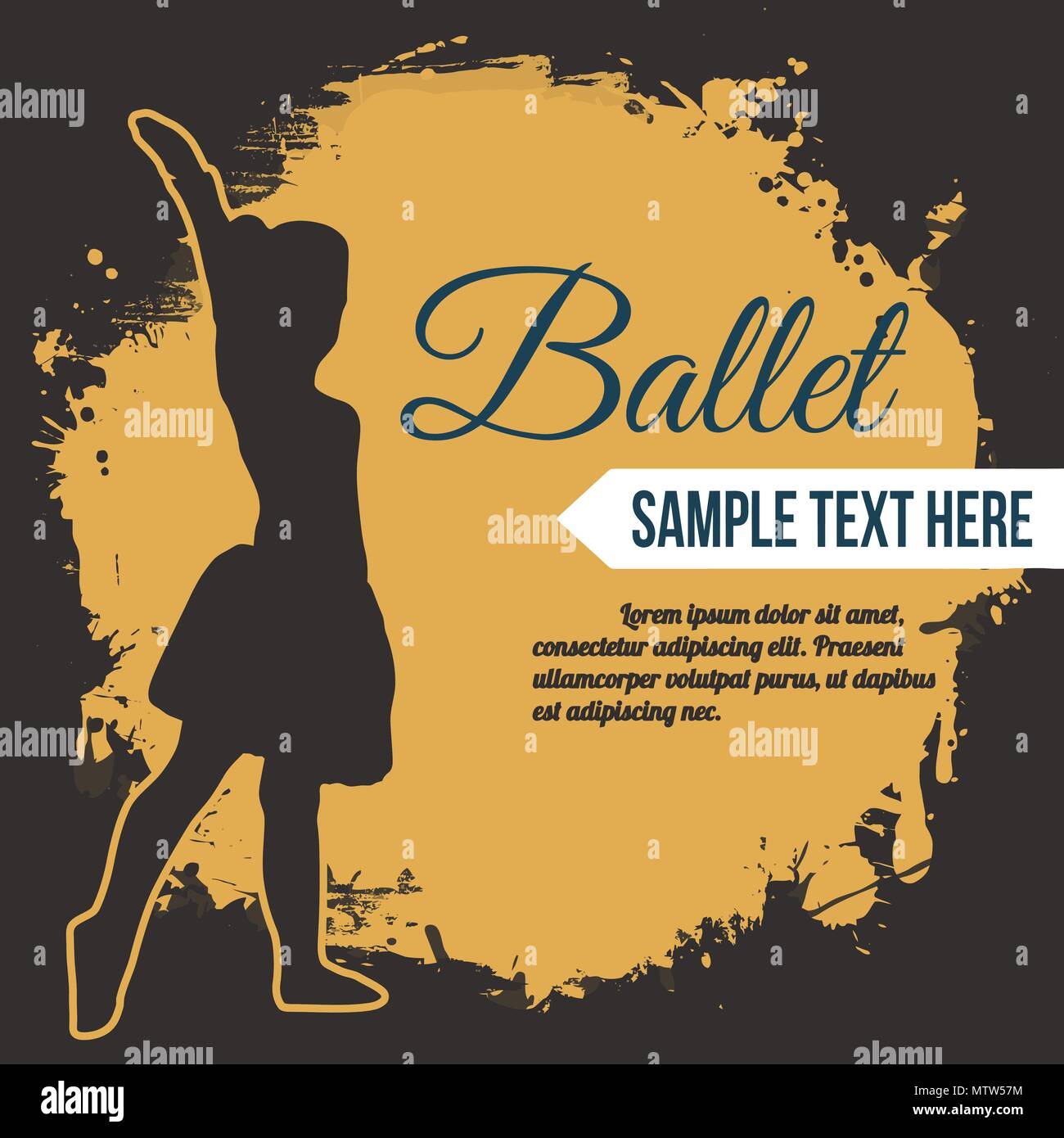 Vintage grunge ballet flyer in retro style concept, vector illustration ...
