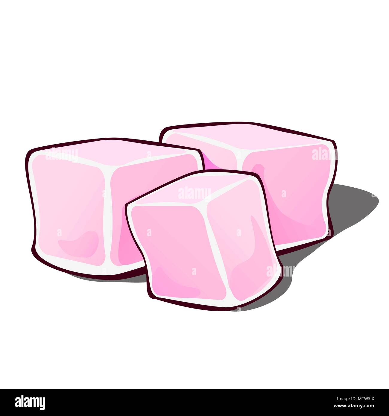 Three pink sweet edible cube isolated on a white background. Vector ...