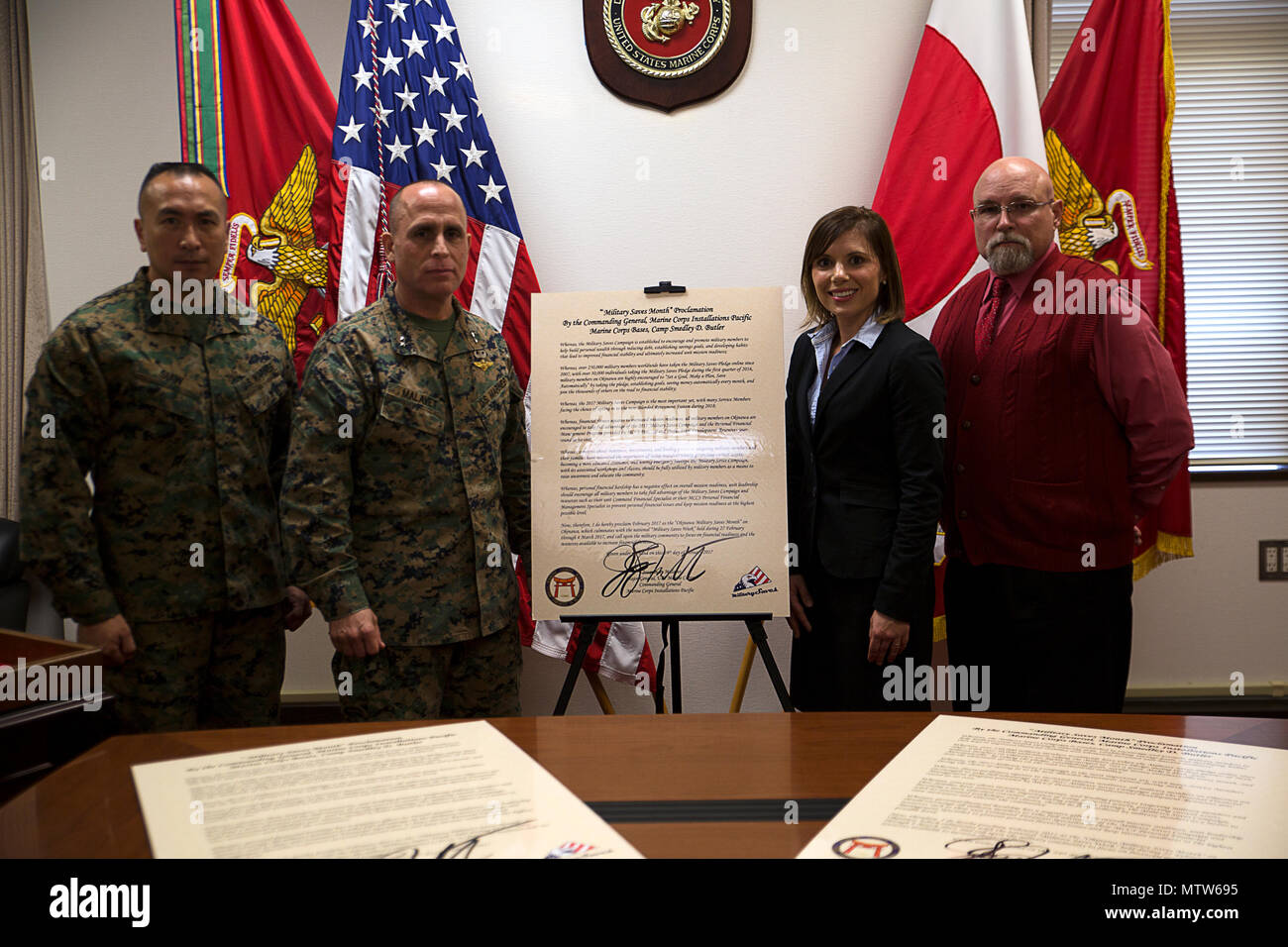 CAMP FOSTER, OKINAWA, Japan – From left to right, Sgt. Maj. Peter Siaw ...