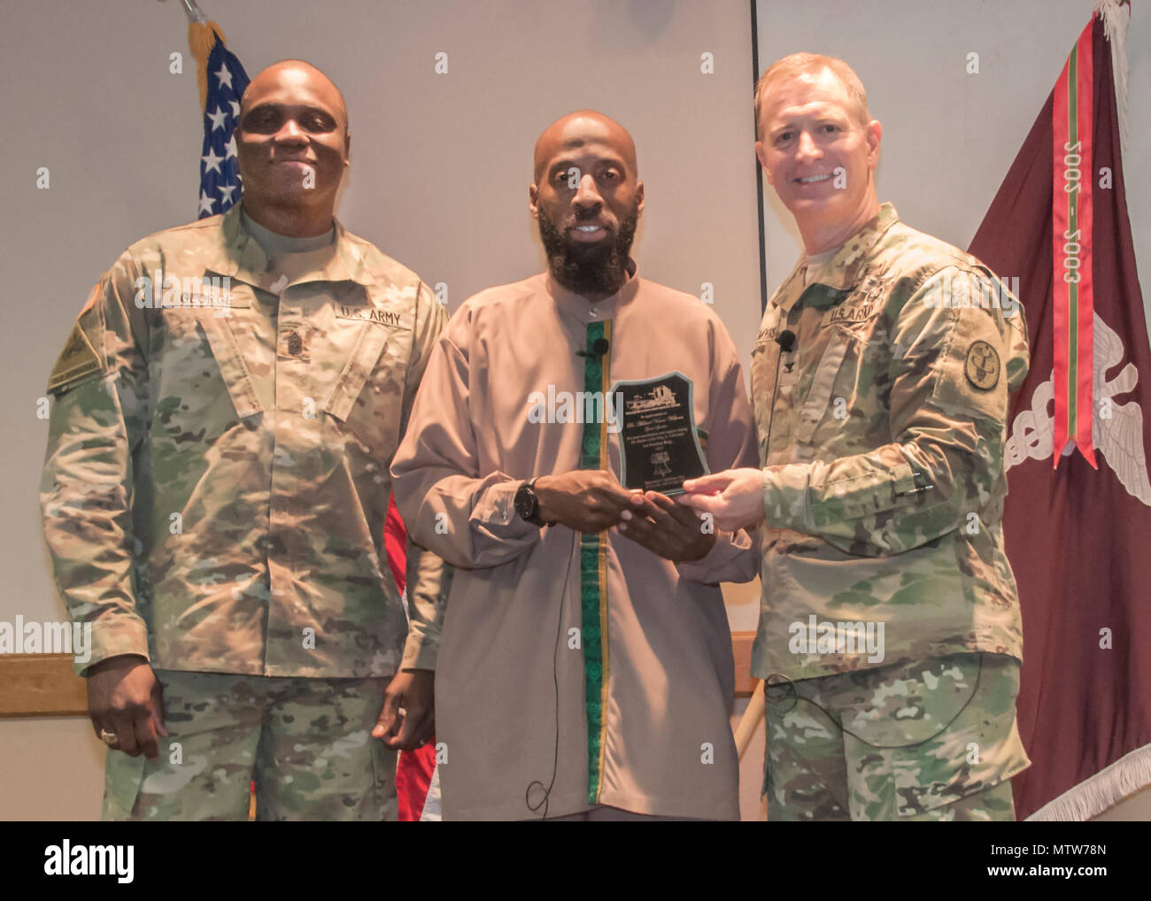 Command Sgt. Maj. Donald George (left), command sergeant major, William ...