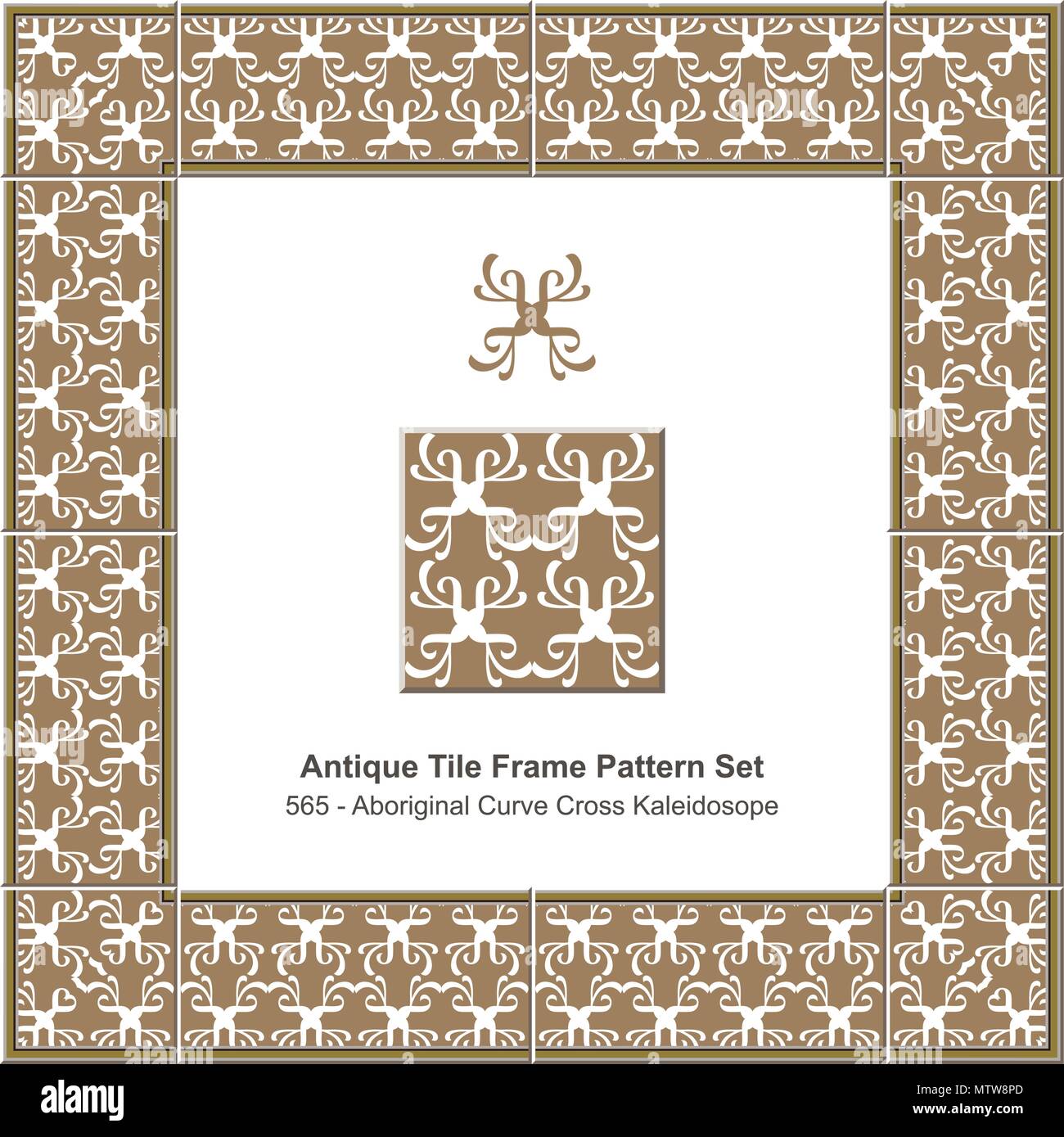 Antique tile frame pattern set aboriginal curve cross geometry ...
