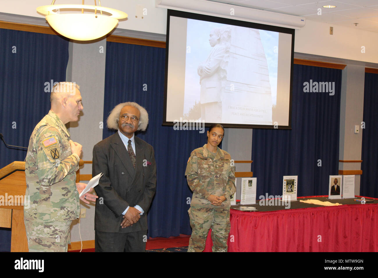 Garrison Commander Col. David J. Pinter Sr. provides closing remarks as ...