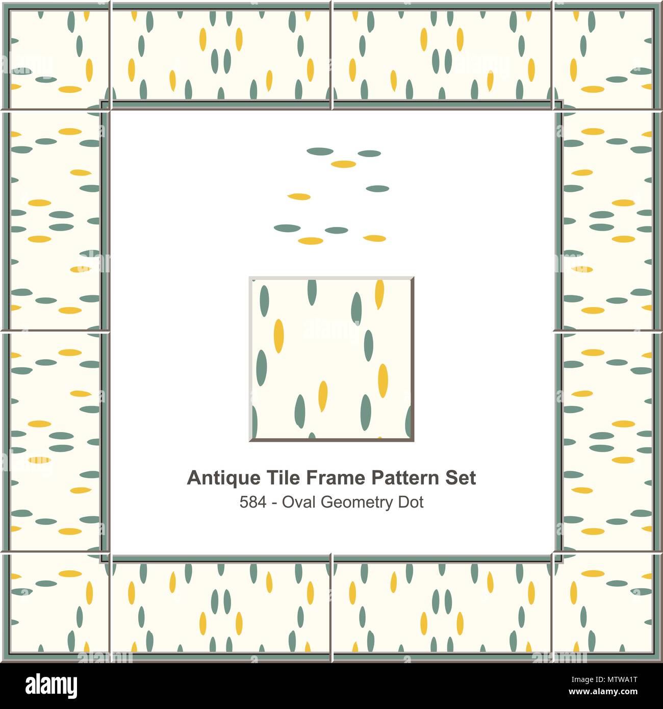 Antique tile frame pattern set colorful oval geometry dot, ceramic ...
