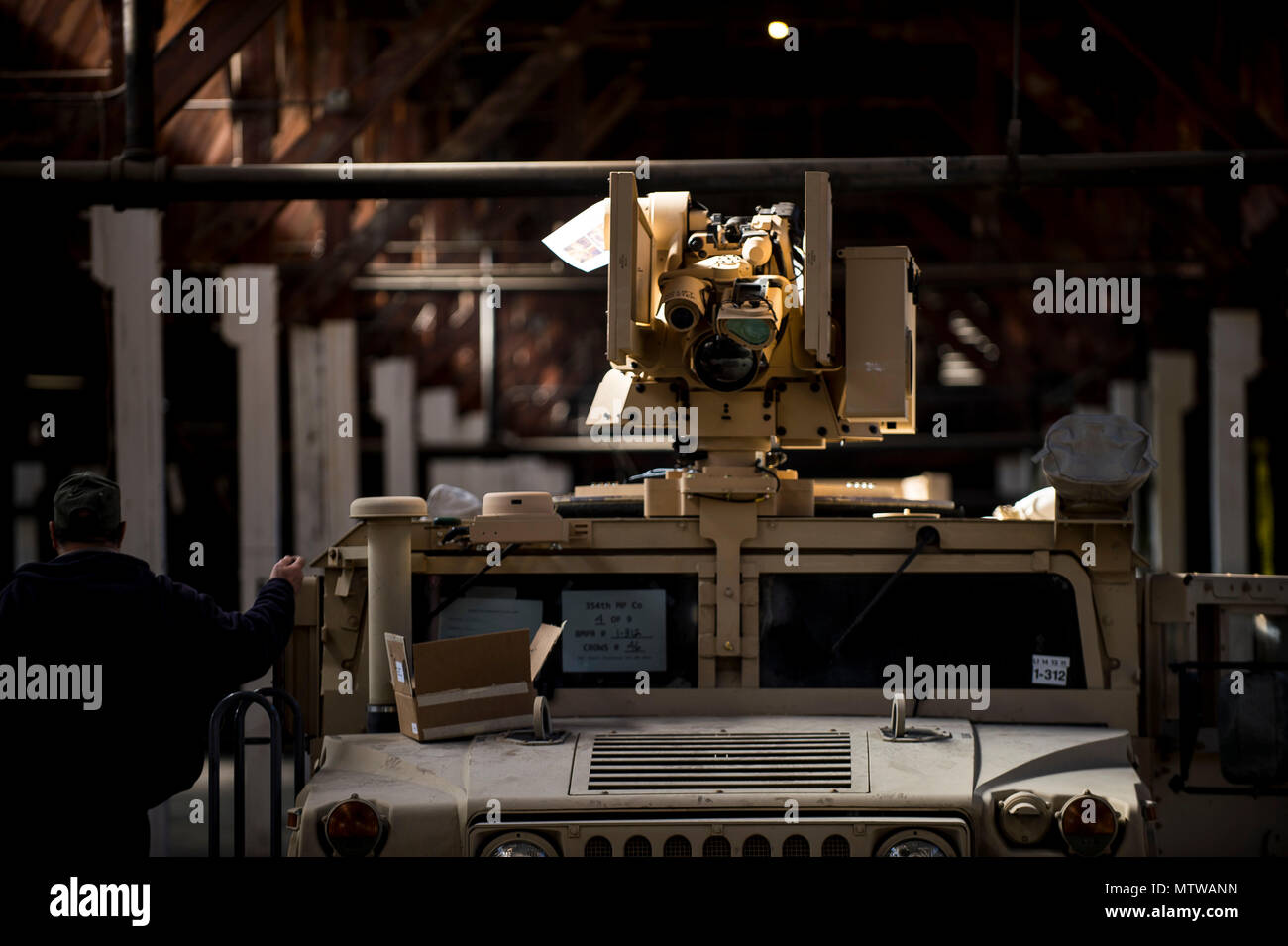 A Common Remotely Operated Weapon Station (CROWS), is mounted on top of ...