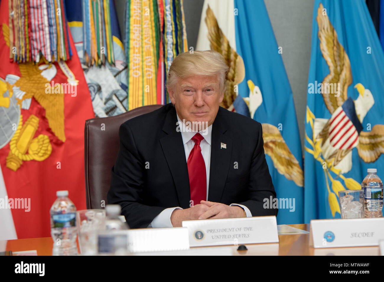 President Donald J. Trump speaks with Secretary of Defense James Mattis ...