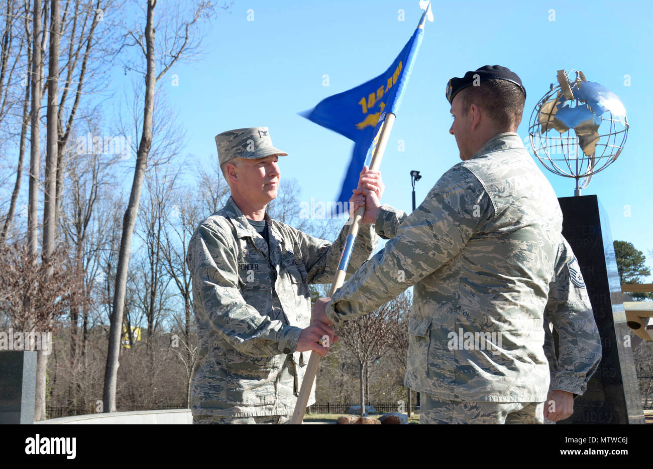 U.S. Air Force Lt. Col. Robert Andrews (right), commander for the 145th ...