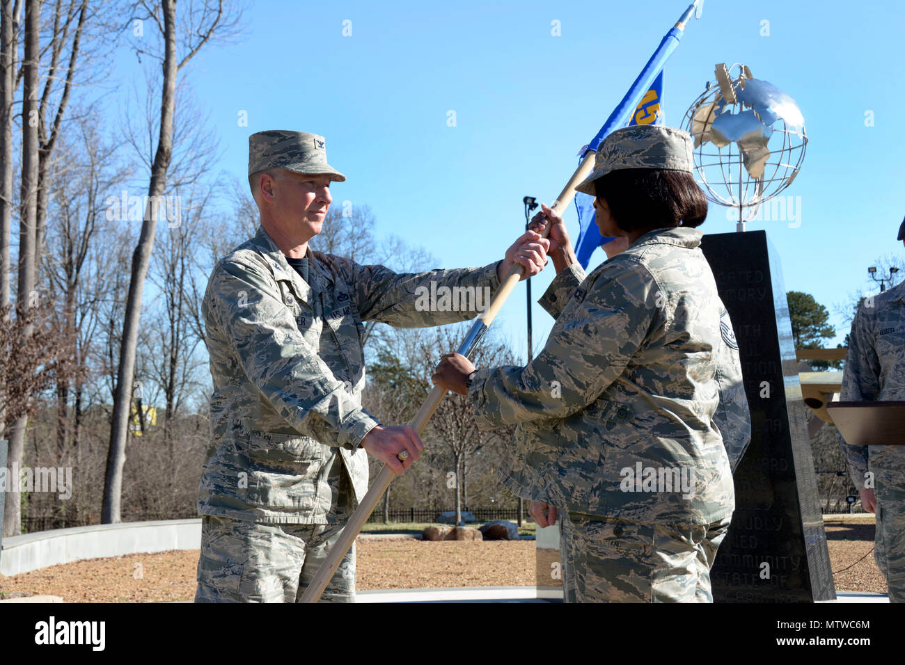 U.S. Air Force Col. Russell Ponder (left), commander for the 145th ...