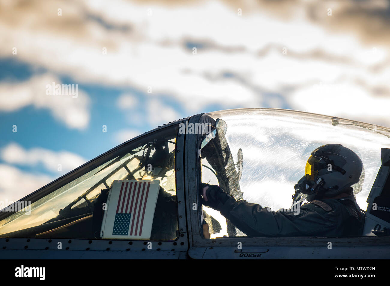 A pilot from the 74th Fighter Squadron waits to take off during Green ...