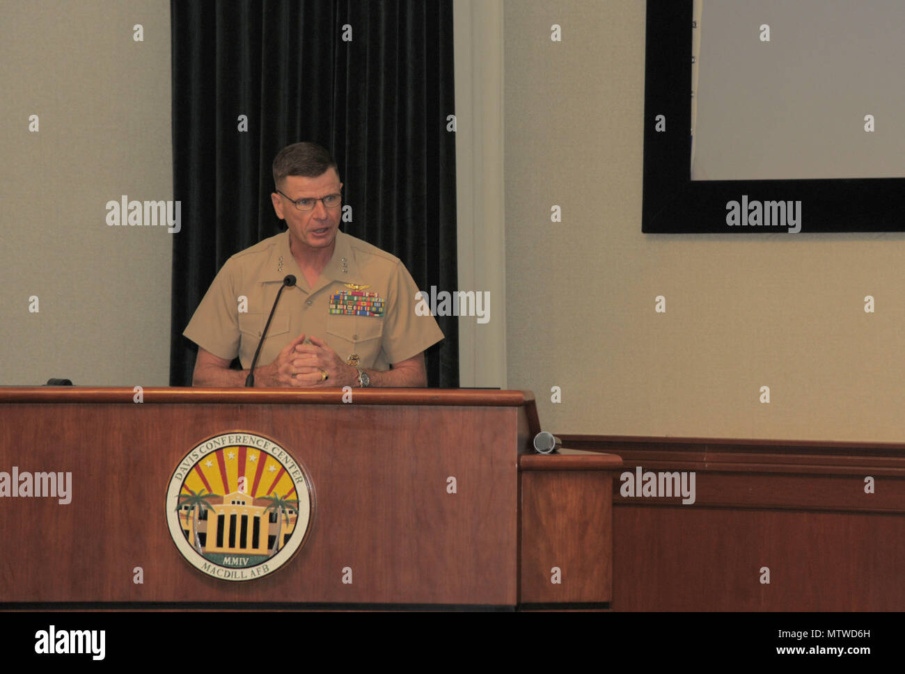 Lt. Gen. William D. Beydler, commander of U.S. Marine Forces, Central Command, gives remarks ...