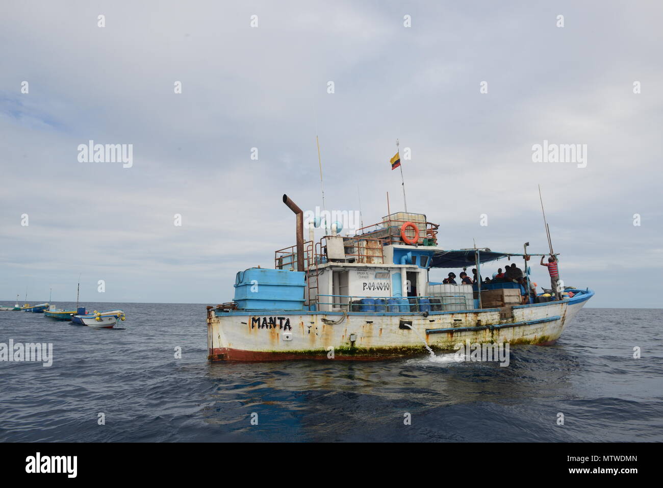 EASTERN PACIFIC OCEAN – The Ecuadorian-flagged fishing vessel Alex sits ...