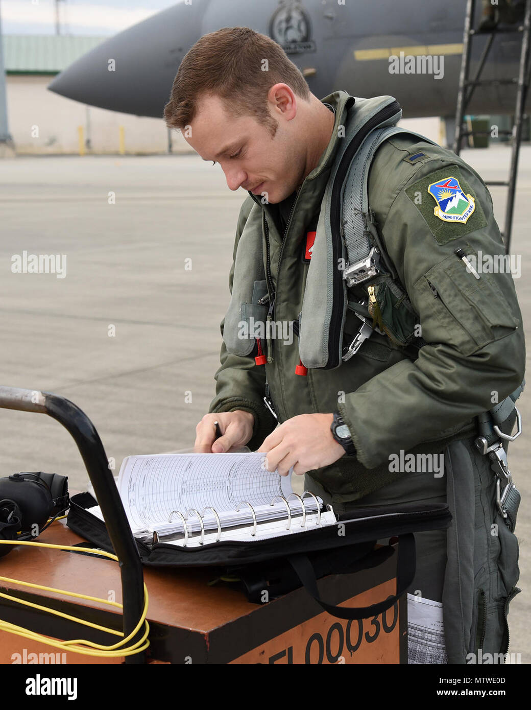 Pilots from the 123rd Fighter Squadron, prepare for a training mission ...