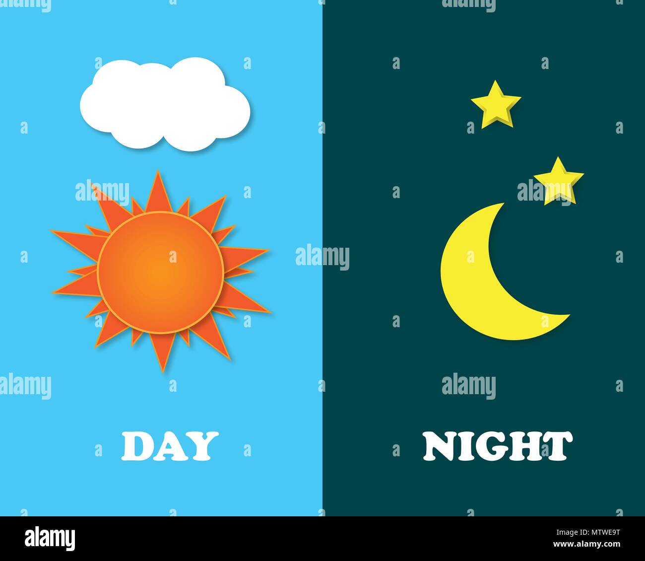 Day and night flat, vector symbols - Illustration Stock Vector Image ...