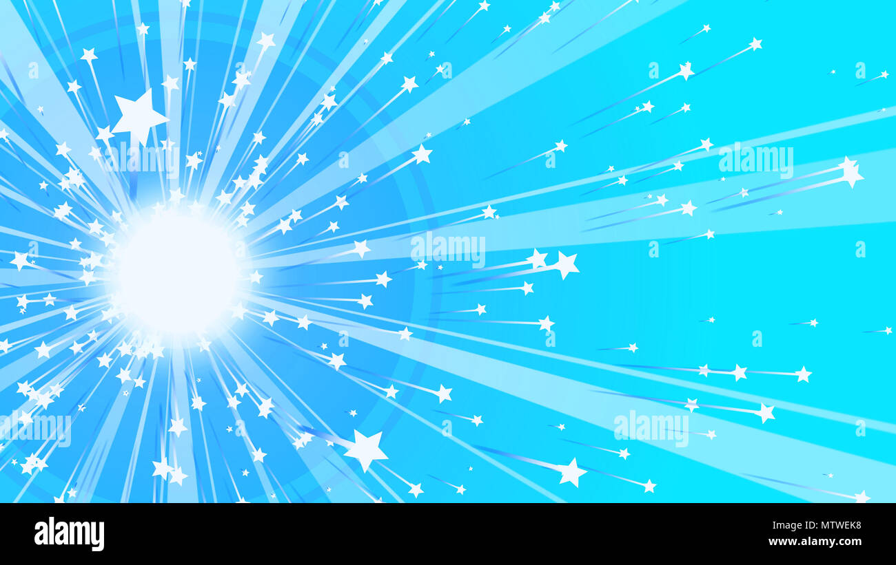 A joyful 3d illustration of a sparkling sun with wide and narrow rays ...