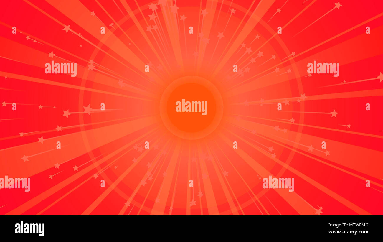A cheerful 3d rendering of a shimmering orange sun with wide and narrow ...