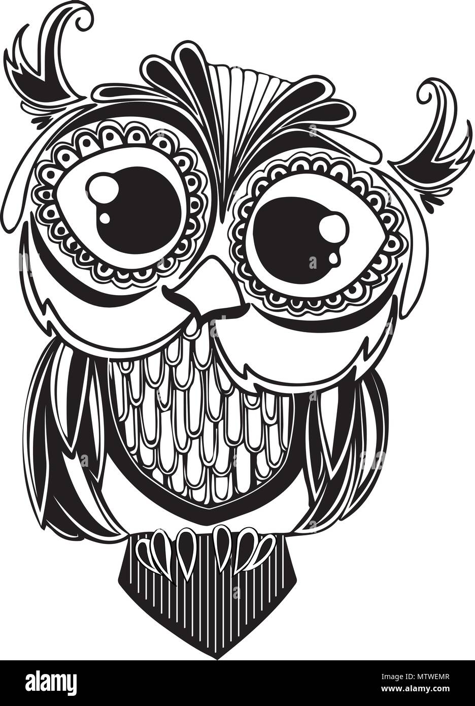 Hand drawn owl.Vector illustration Stock Vector Image & Art - Alamy