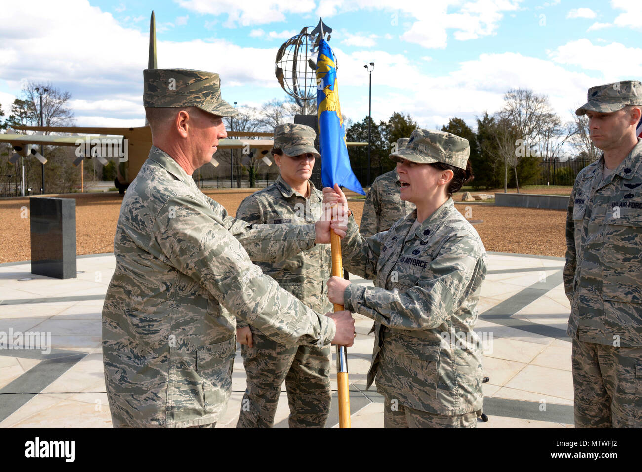 U.S. Air Force Col. Russell Ponder (left), commander for the 145th ...