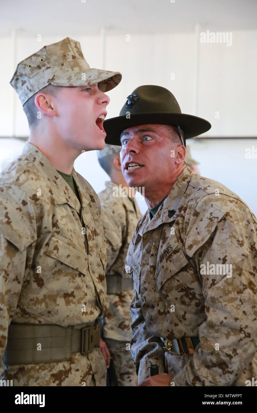 A drill instructor from Mike Company, 3rd Recruit Training Battalion ...