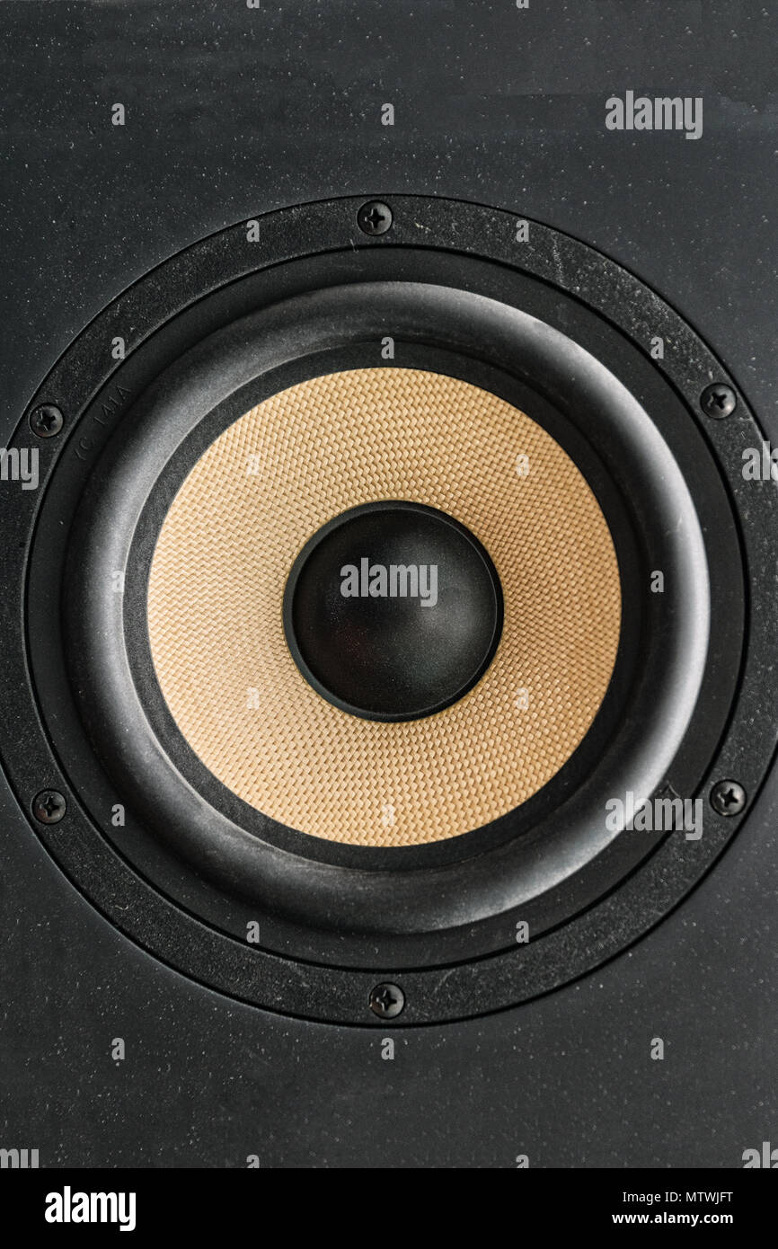 Speaker loudspeaker with yellow diffuser Stock Photo - Alamy