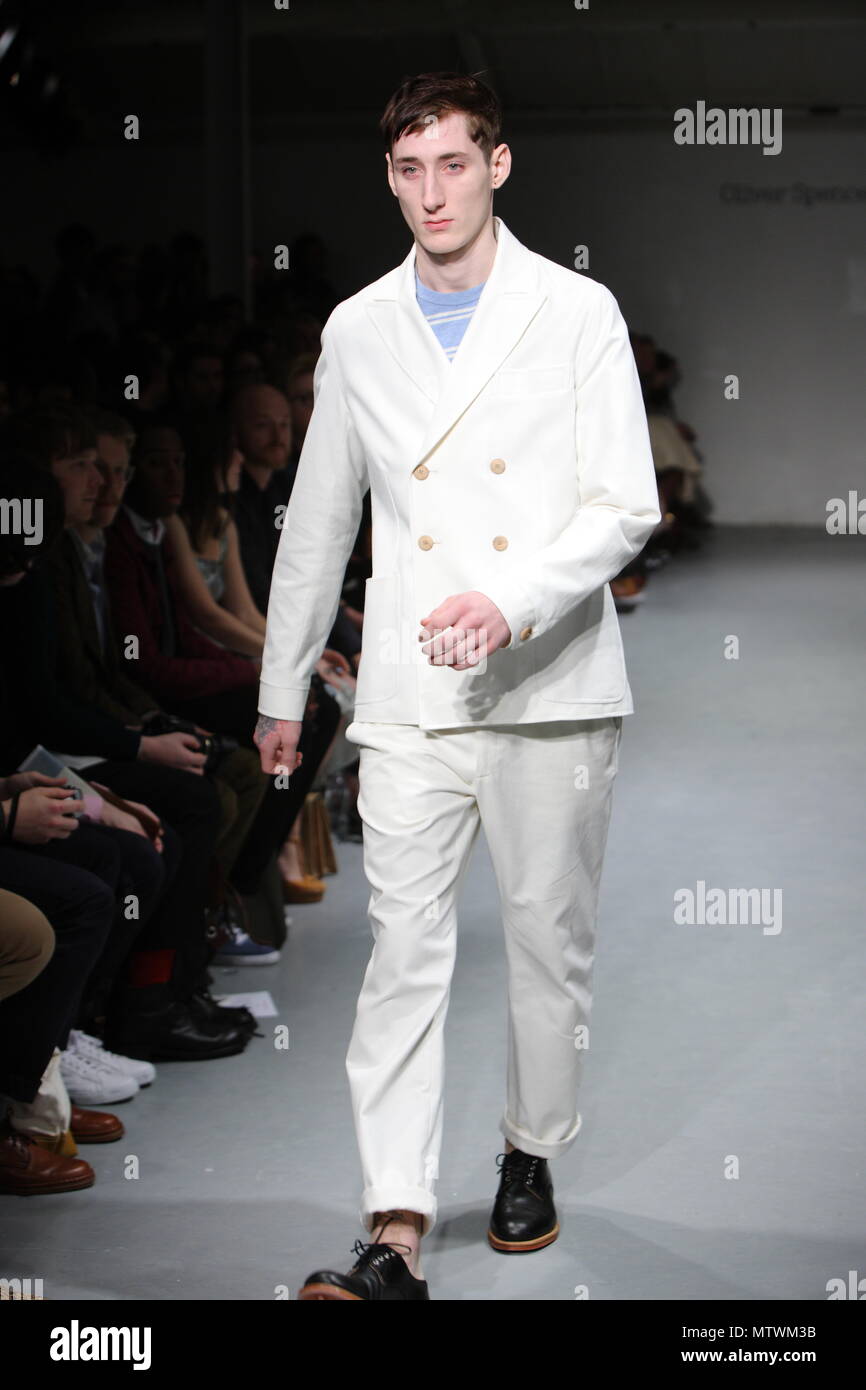 UK Fashion - Male model on the runway during the Oliver Spencer Spring ...