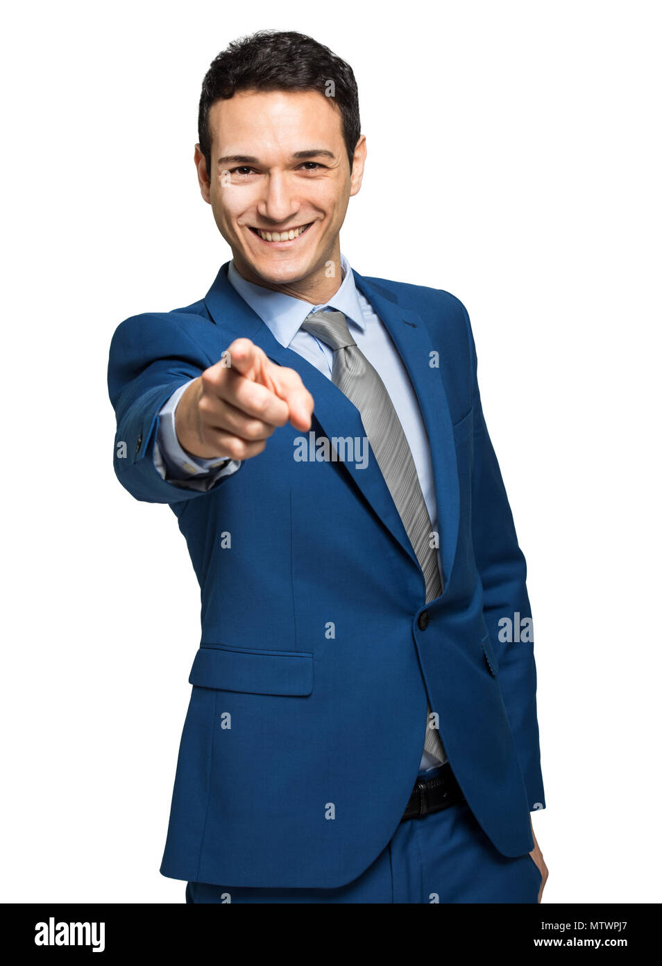 Portrait of young businessman pointing finger at viewer Stock Photo - Alamy
