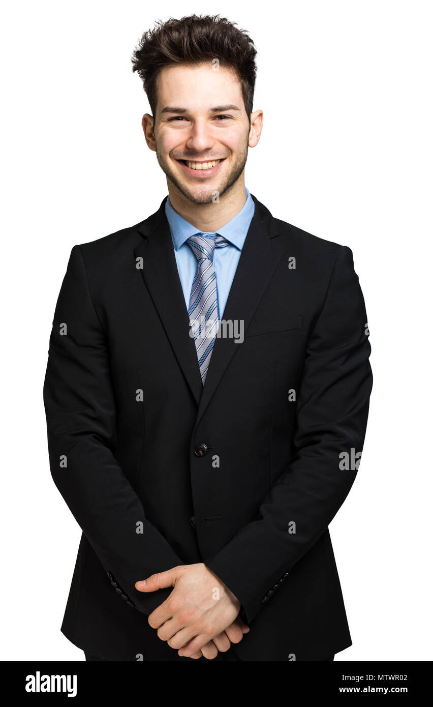 Friendly businessman isolated on white Stock Photo - Alamy