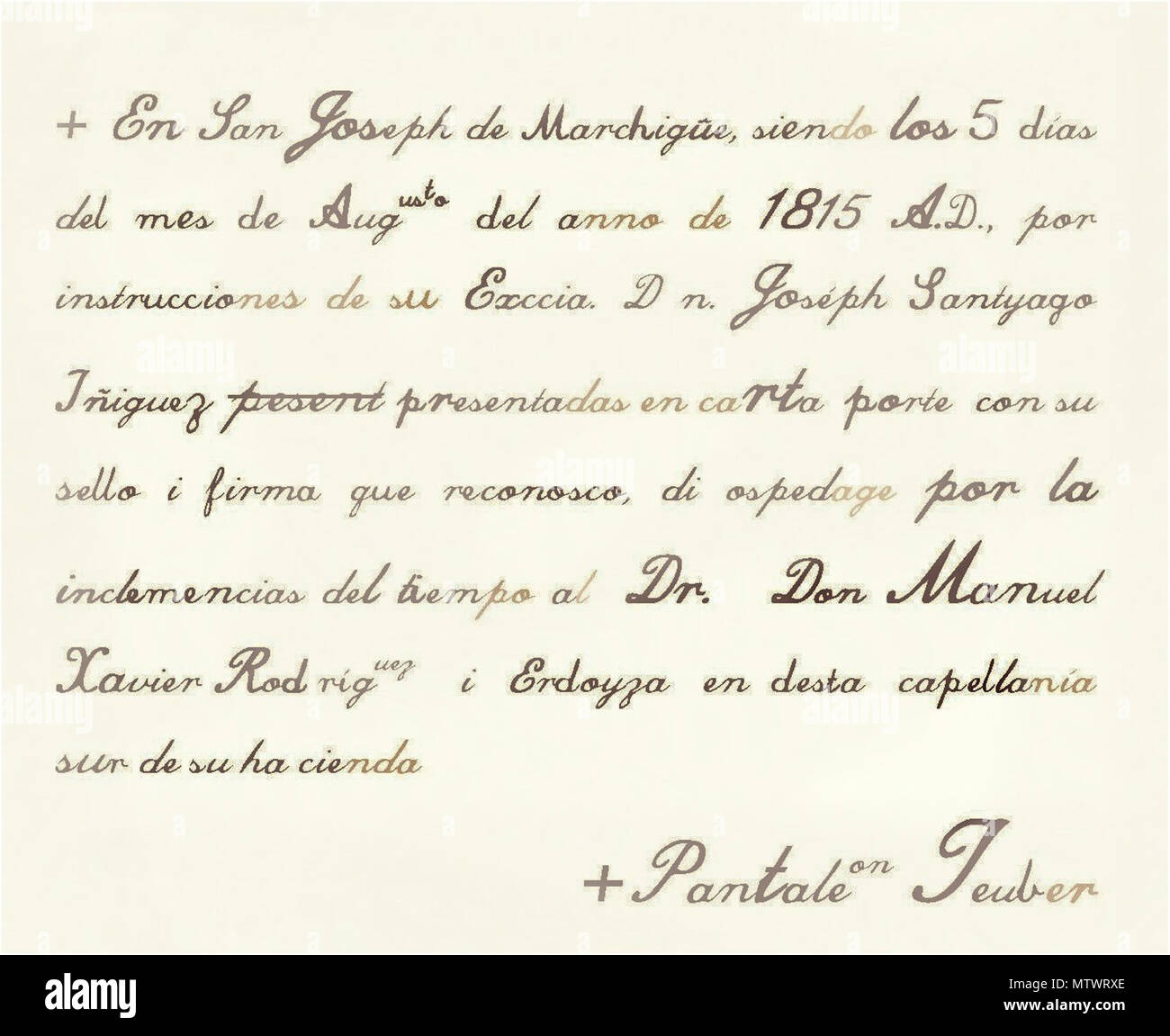 . old manuscript . 1815. Unknown 427 MR1815 Stock Photo - Alamy