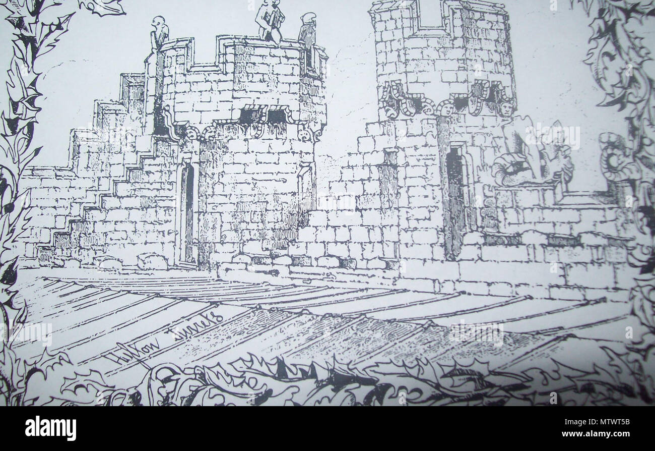 . English: Rooftop of Hylton Castle . 1844. Robert William Billings ...