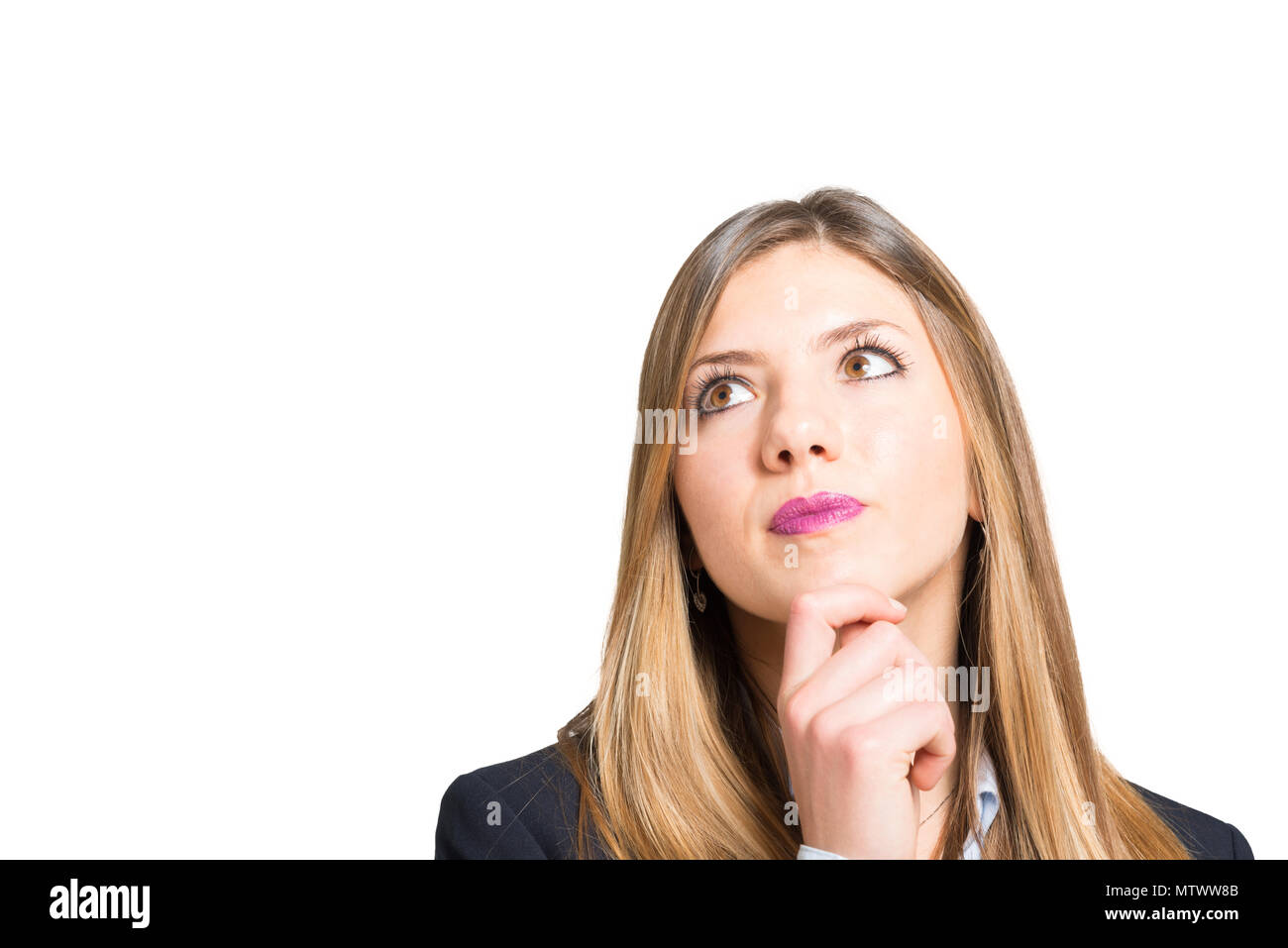 Portrait of a woman looking up Stock Photo - Alamy