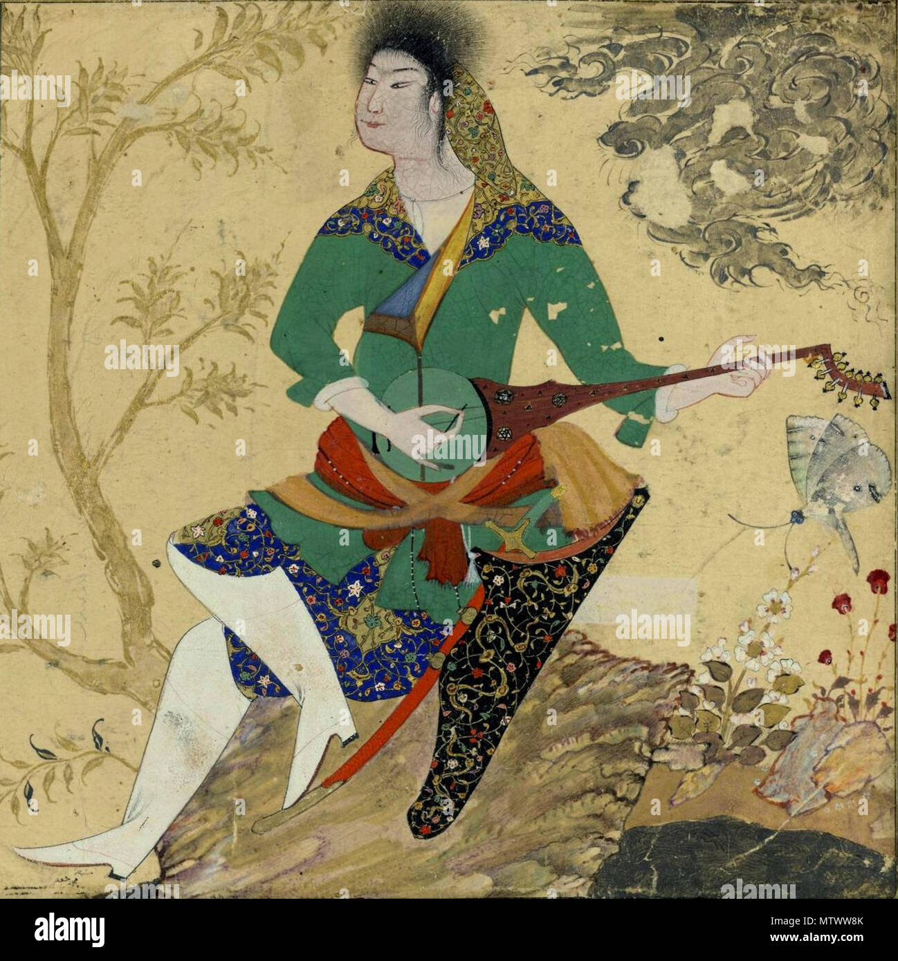 . Русский: Мухаммад Джафар. музыкант с рубабом ок 1590 . 1590. Muhammad ...