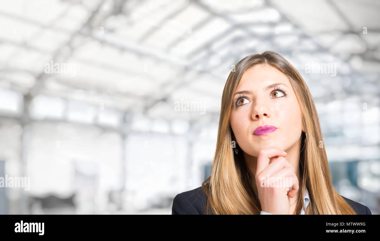 Portrait of a woman looking up Stock Photo - Alamy