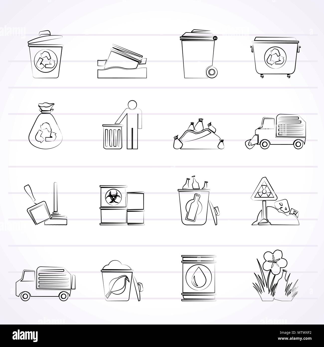 Garbage and rubbish icons - vector icon set Stock Vector Image & Art ...
