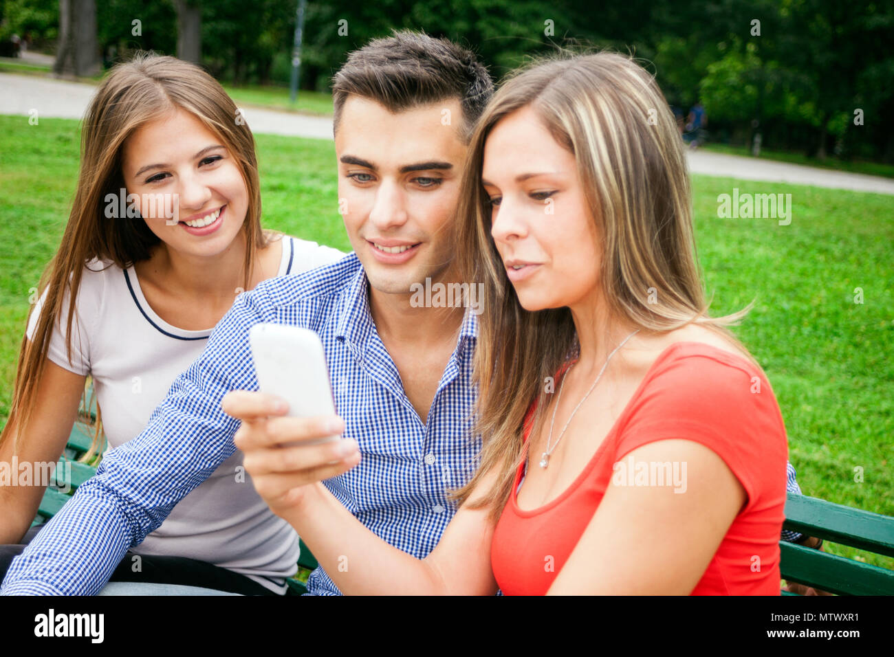 Portrait of three friends having fun together Stock Photo - Alamy