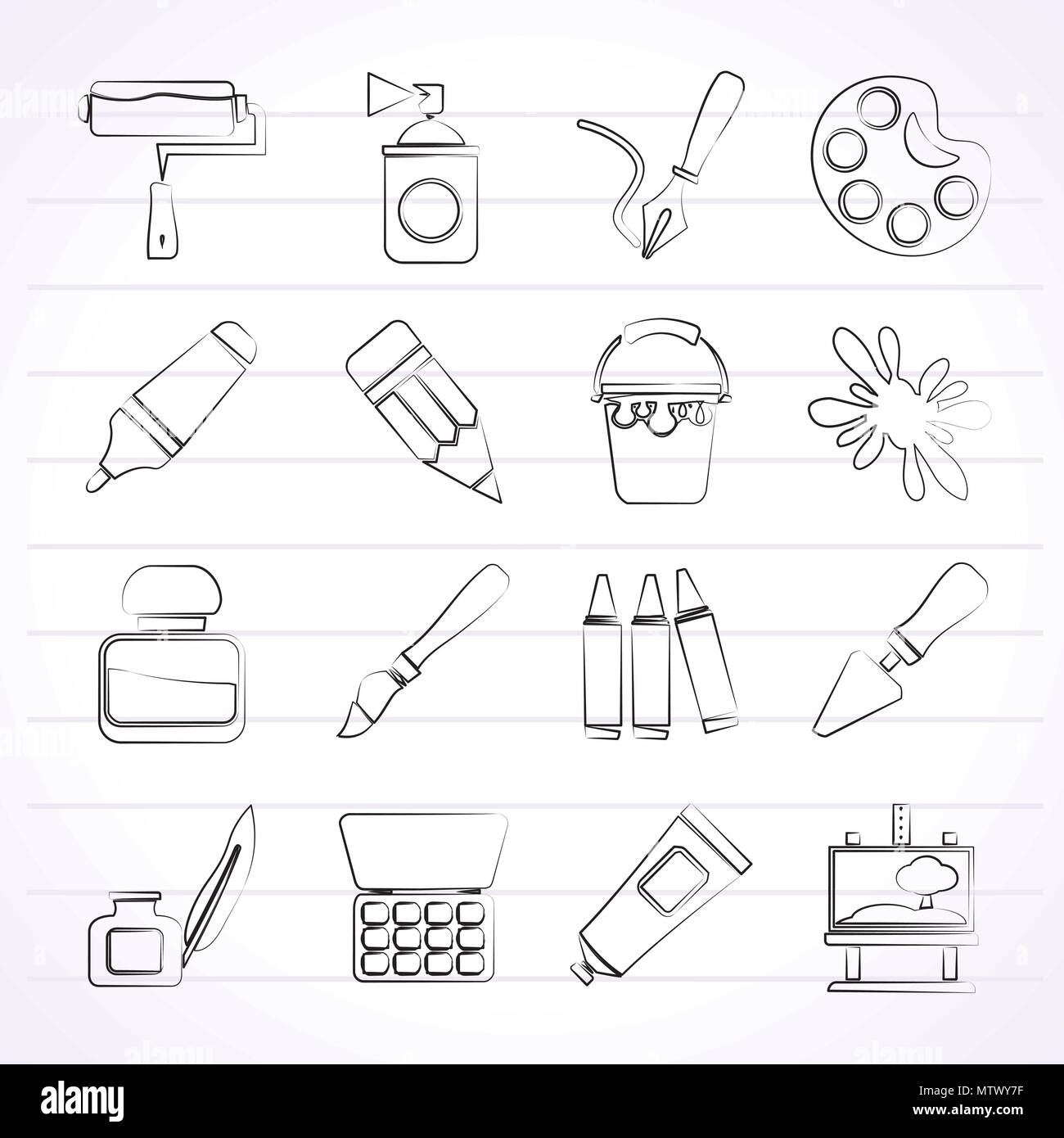 Painting and art object icons - vector icon set Stock Vector Image ...