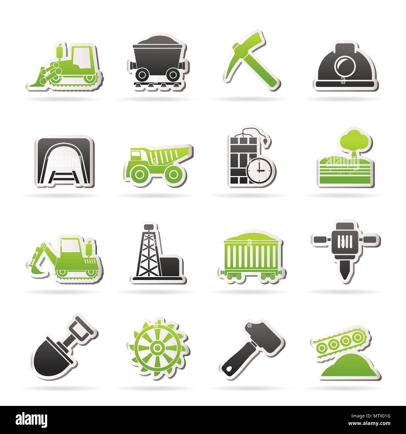 Mining and quarrying industry icons - vector icon set Stock Vector ...