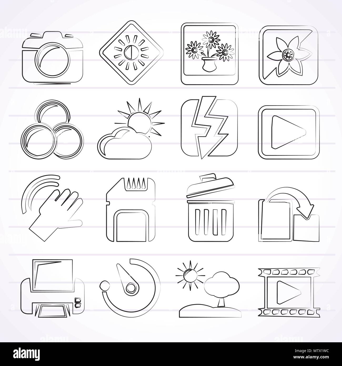 Photography and Camera Function Icons - vector icon set Stock Vector ...