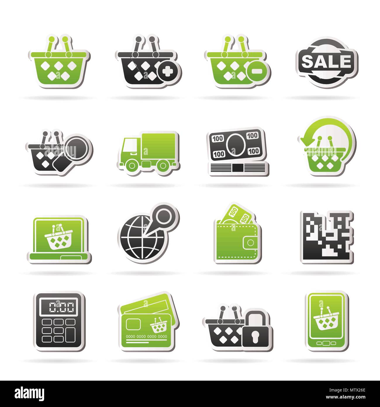 Shopping and retail icons - vector icon set Stock Vector Image & Art ...