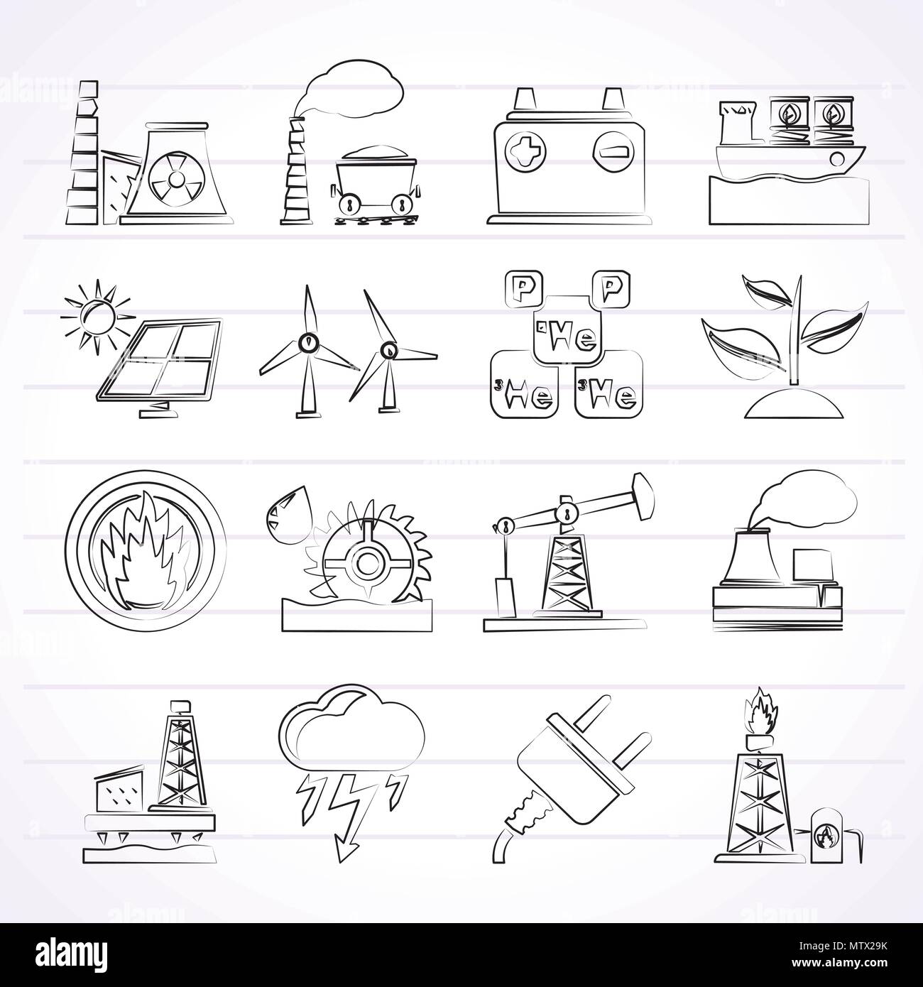 Electricity and Energy source icons - vector icon set Stock Vector ...