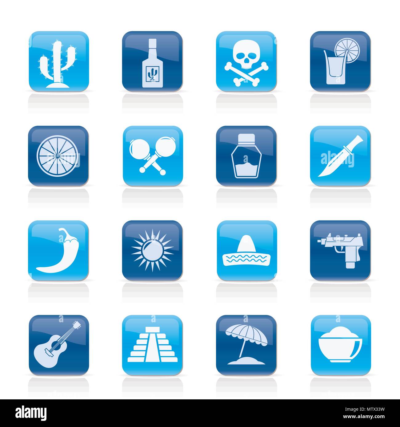 Mexico and Mexican culture icons - vector icon set Stock Vector Image ...