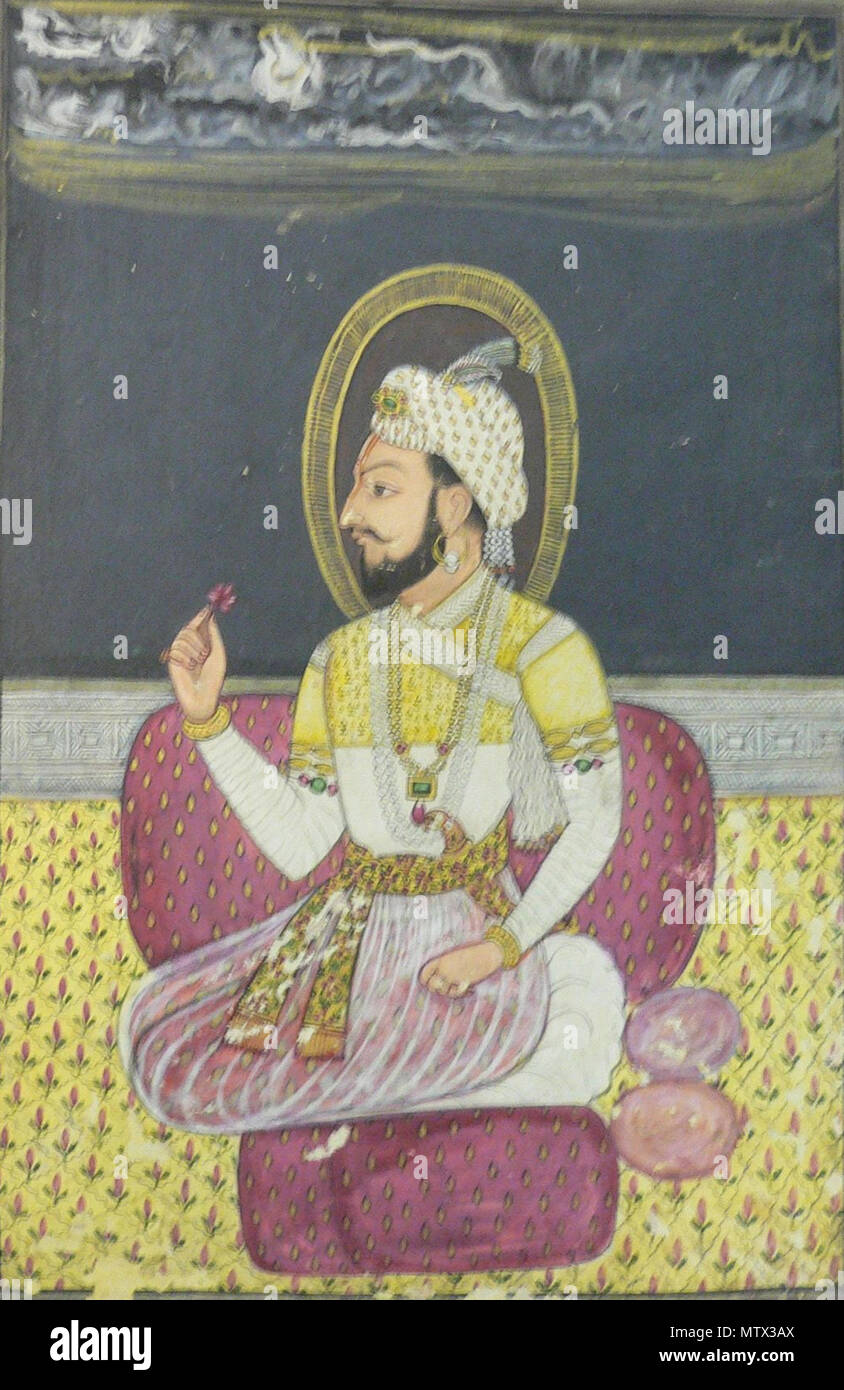 . Maharaja Sambhajiraje . English: The inscription at the top reads ...